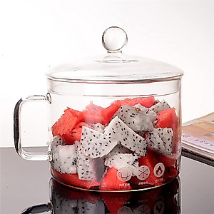 Glass Cooking Pot - 1.5L/50oz Clear Glass Cooking Pot, Glass Saucepan, Simmer Pot With Lid, Easy Grip Handles, Made from Oven, Microwave, Safe for Pasta Noodle, Soup, Milk, Tea