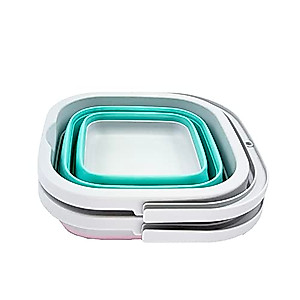 SAMMART 5L (1.3 Gallon) Collapsible Rectangular Handy Basket / Bucket (Pale Pink + Pine (Set of 2))