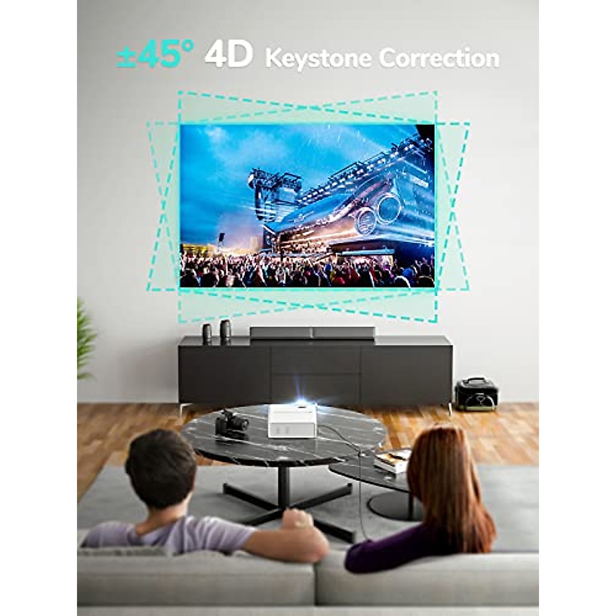 4K Projector, Projector with WiFi and Bluetooth, Portable Movie Projector with Remote, Home Theater Video Projector Compatible with HDMI, USB, MicroSD, Laptop, iOS & Android