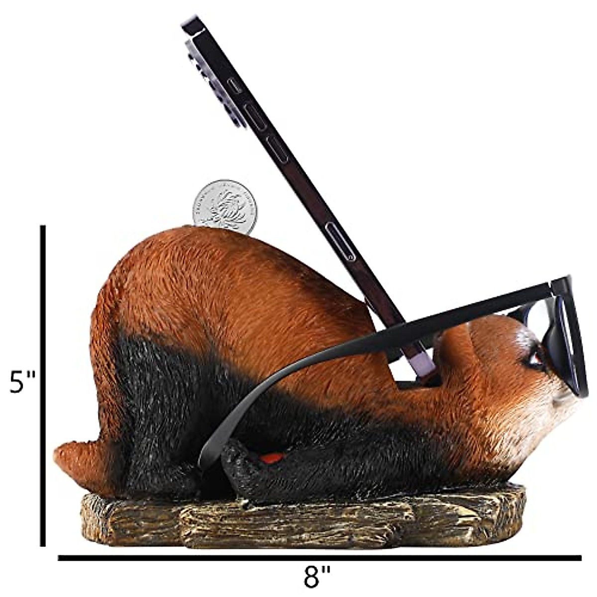 Rascally Red Panda Multi-Functional Desktop Organizer | Cell Phone Stand | Tablet Stand | Eyeglass Holder | Sunglass Holder | Piggy Bank | Desk Pet | Unique Gift