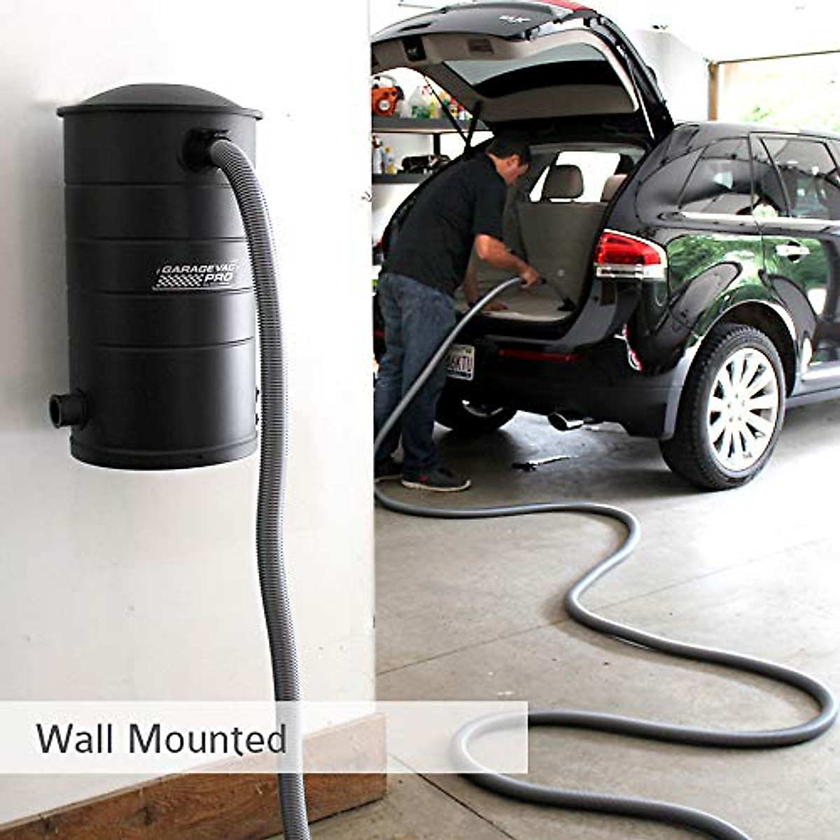 VacuMaid GV50BLKPRO Professional Wall Mounted Garage and Car Vacuum with 50 ft. Hose and Tools