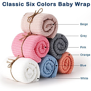 6 Pcs Baby Wrap Newborn Baby Knit Stretch Wrap Baby Blankets Unisex Newborn Photography Wraps Props Baby Swaddle Wrap Nursery Swaddling Blankets Receiving Blankets for Infant Babies, 64 x 16 Inch