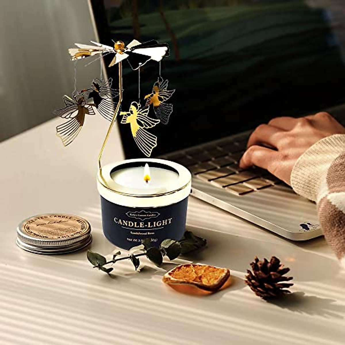 Gifts for Women,Funny Gifts for Her,Birthday Gifts for Women,Unique Candle Gifts for Colleagues,Mom and Wife,Birthday,Valentines Day Gifts for Her,Rotating Scented Candles(Angel).