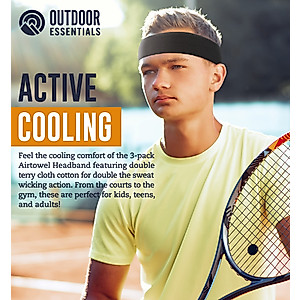 OutdoorEssentials Sweat Bands Headbands Men - Sweatbands for Women - Sports Headband - Sweat Absorbing Headband - Black, One Size - Hiking