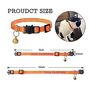 shangye Personalized Cat Collar, Custom Embroidered Cat Collars with with Name and Phone Number, Nylon ID Collar for Cat or Kitten with Breakaway Safety Release Buckle with Bell