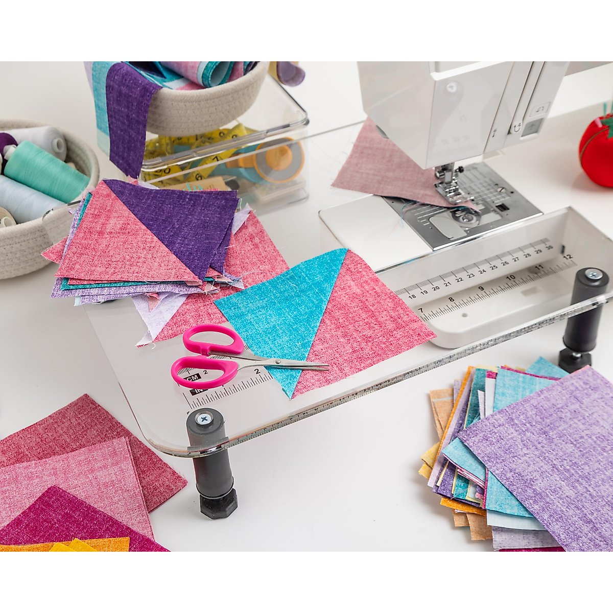 Connecting Threads Beginner Lap Throw Quilt Kit (40.5" x 56.5") - Half-Square Triangle Fun (Rainbow)