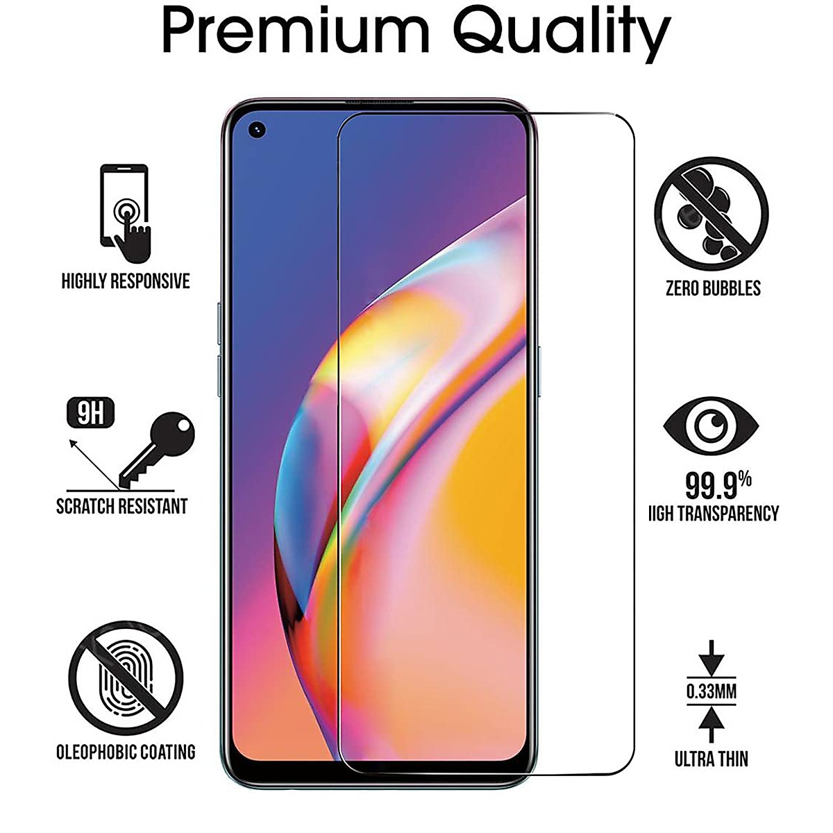 Chengmi ZMONE Tempered Glass Screen Protector for OPPO Reno 5 LiteOPPO A94 4G F19 ProOPPO Reno5 F [3 Pack],9H Hardness High Definition Clear Scratch Bubble Free Anti-Fingerprints, Transparent