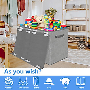 homyfort Large Toy Box Chest for Kids Boys,Collapsible Toy Bin Storage Organizer Basket with Lids for Blanket,Toys,Toddler,Nursery,Playroom (Grey)