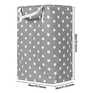 3 Pieces 72 L Large Storage Basket Kids Girls Baby Laundry Hamper Collapsible Clothes Toy Baskets with Handles for Dorm Nursery Home (Stripe, Curve, Star)