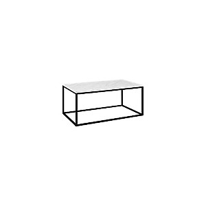 Walker Edison Modern Marble and Metal Frame Open Rectangle Coffee Accent Table Living Room Ottoman End Table, 42 Inch, Marble