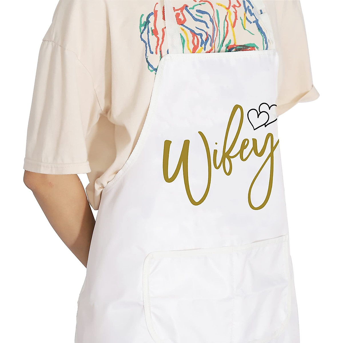 POFULL Wifey Apron Kitchen Bridal Shower Gift Wedding Gift Wifey Kitchen Gift (Wifey Apron)
