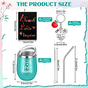 12 Pcs Teacher Appreciation Christmas Gift Bulk for Women, 12oz Wine Cup with Mini Journal Notepads Keychains Basket Thank You Retirement Gifts