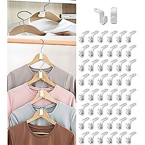 HUAFEI 80 Pcs Clothes Hanger Connector Hooks, Plastic Hanger Hooks for Closet Space Savers Hangers and Family or Clothing Shop ，Cascading Hooks for Hangers (White, 80), 2.16 x 0.79 x 1.2 inches