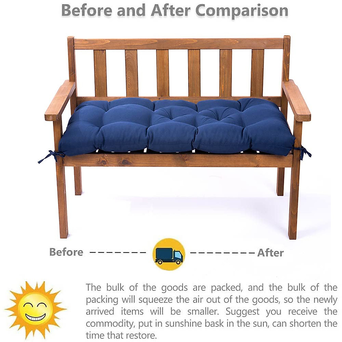 Waterproof Lounger Seat Cushions Outdoor Loveseat Bench Seat Pads Tufted Bench Cushion (47.2 X 19.7 Inch, Green)