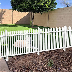 ECOOPTS 36" H x 84" W Vinyl Picket Fence Panels White Decorative Fence for Garden Patio Yard Pool Walkways (34 Pickets, Straight)