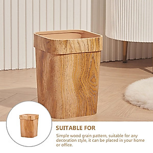 Ciieeo Imitation Wood Grain Trash Can Retro Square Wastebasket Decorative Storage Bins Small Plastic Trash Can Bathroom Garbage Can Flower Holder Bucket for Home Kitchen 12L