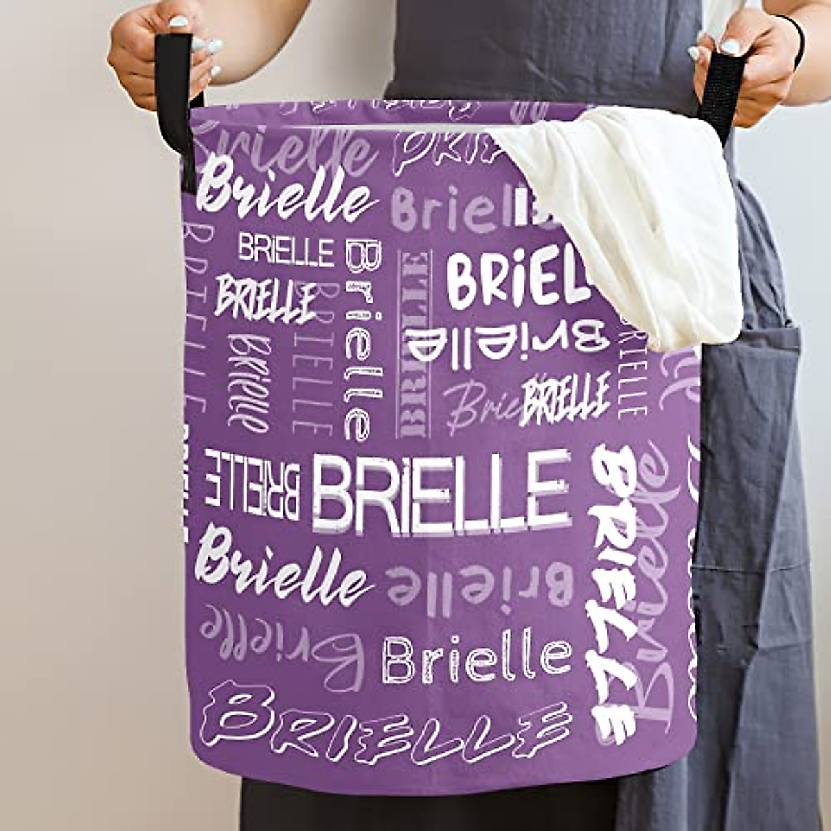 Collapsible Personalized Laundry Basket ZAACUSTOM Waterproof Custom Laundry Hamper Basket with Name Customized Dirty Clothes Storage Baskets with Handle for Bedroom Bathroom