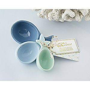 Kate Aspen Ceramic Whale Shaped Set | Tablespoon, Half Tablespoon & Teaspoon Measuring Spoons, One Size, Blue and Gold