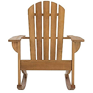 Safavieh PAT7042A Outdoor Collection Brizio Teak Rocking Adirondack Chair, Natural