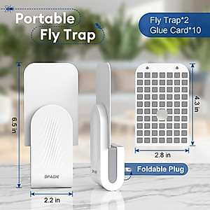 2 Pack Fly Trap Indoor(2 Device + 10 Glue Cards), Mosquito Killer, Plug-in Flying Insect Trap for Mosquito, Flies, Fruit Flies, Moths, Gnats