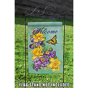 Toland Home Garden 1110773 Frolic in the Flowers Butterfly Flag 12x18 Inch Double Sided Butterfly Garden Flag for Outdoor House Welcome Flag Yard Decoration