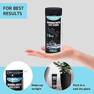 TEOBAPAK 16 in 1 Water Testing Kits for Drinking Water, 100 PCS Drinking Water Test Strips, Tap & Well Water Test Kit with Hardness, pH, Total Alkalinity, Mercury, Lead, Iron & More