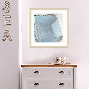 Amanti Art Blue See by Emma Peal Wood Framed Wall Art Print (21 in. W x 21 in. H), Svelte Natural Frame