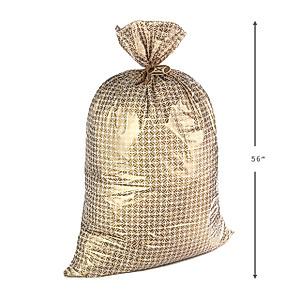 Hallmark 56" Jumbo Plastic Gift Bag (Gold Pattern) for Graduations, Weddings, Bridal Showers, Mother's Day, Birthdays, Engagement Parties, Retirements, Christmas, Hanukkah
