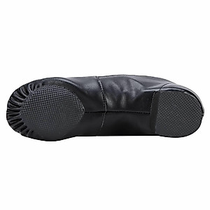 Dynadans Unisex PU Leather Upper Slip-on Jazz Shoe with Elastics for Women and Men's Dance Shoes-Black-8M