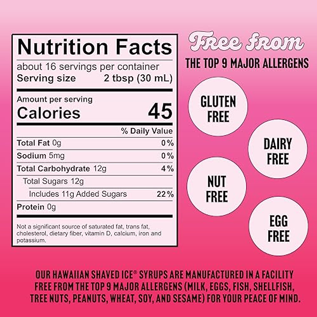 Hawaiian Shaved Ice Clear Cherry Syrup - Nut Soy Dairy & Dye Free - Flavor Fluffy & Crunchy Snow Cones - Shelf Stable - Makes 8 Servings - 16 ounces