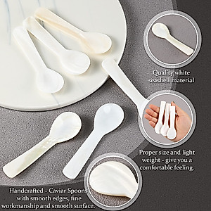 Caviar Spoons Mother of Pearl Mop Spoons with Hand Craft W Round Handle for Caviar, Egg, Ice Cream, Salt, Coffee Serving, Restaurant Serving Set(6 Pieces,3.55 Inch)