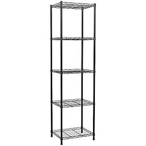 YisanCrafts 5 Tier Fixed Layer Spacing Storage Shelf Metal Storage Rack Wire Shelving Unit Storage Shelves Metal 660Lbs Capacity 17" L x 13" W x 63" H for Pantry Closet Kitchen Laundry Black
