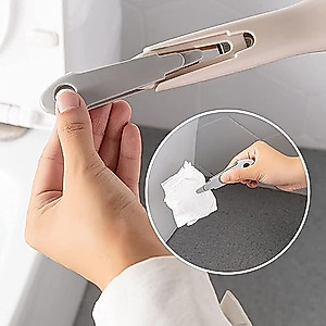 SAAKO Plastic Toilet Brush Lightweight Toilet Bowl Brush Replaceable Brush Head with Clip Toilet Cleaner Brush with Toilet Holder