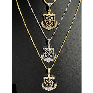 HarlemBling Solid 925 Sterling Silver -Jesus On Anchor Cross Pendant - Hip Hop Iced - Natural Silver Or Two Tone Gold Finish (Two Tone)