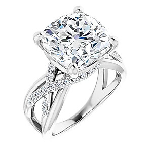 JEWELERYIUM 6 CT Cushion Cut Colorless Moissanite Engagement Ring, Wedding/Bridal Ring Set, Solitaire Halo Style, Solid Sterling Silver Vintage Antique Anniversary Promise Rings Gifts for Her (4.5)