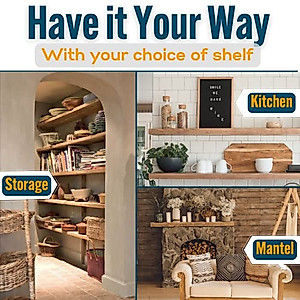 EVALD The Improved Floating Shelf Bracket | Heavy Duty Floating Shelf Hardware | 4X Floating Shelves Brackets ½" Diameter, 8X Premium Screws & 16x Anchors | Floating Mantel Bracket | 8 Inch