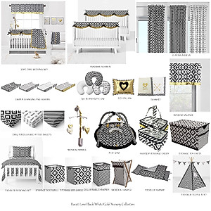 Bacati - Love 100 Percent Cotton Percale Crib/Toddler Bed Skirt (Diamonds, Black)