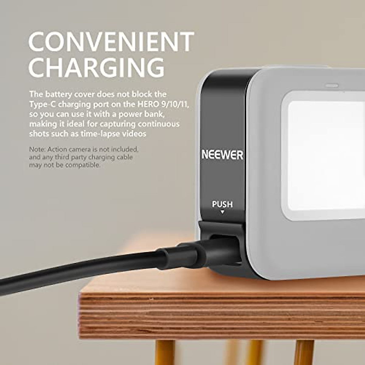 Neewer Protective Cover Replacement Door Compatible with GoPro Hero 10/Hero 9 Black, Battery Charging Door Vlog Accessory Compatible with GoPro 10 9 Action Camera - ST19