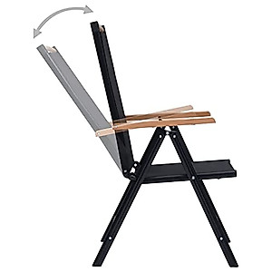 PSFANMZX Folding Patio Chairs 2 pcs,Outdoor Lounge Furniture,Balcony Chair,Lawn Chairs, Deck Chairs,for Deck Garden Lawn Balcony Backyard Poolside, Aluminum and Textilene Black