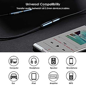 MillSO 1/8" 3.5mm Female to Female Adapter Cable TRS Premium Stereo Gold-Plated Audio AUX Cord Connectors for Headphones, Car Stereo, or Home HiFi Stereo Sound System - 15cm/6inch