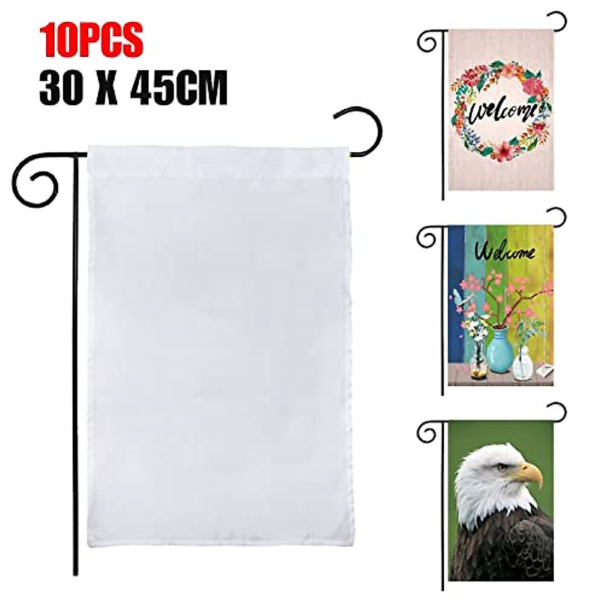 BULLETSHAKER Blank Garden Flag for Vinyl - Sublimation Flags Blank Polyester 3-Layer Weave Strands - DIY Plain Garden Flag 10Pcs 12 x 18 inches (30x45CM)