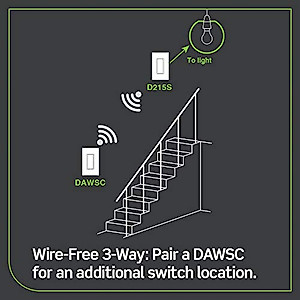 Leviton Decora Smart Switch, Wi-Fi 2nd Gen, Neutral Wire Required, Works with Matter, My Leviton, Alexa, Google Assistant, Apple Home/Siri & Wired or Wire-Free 3-Way, D215S-2RW, White
