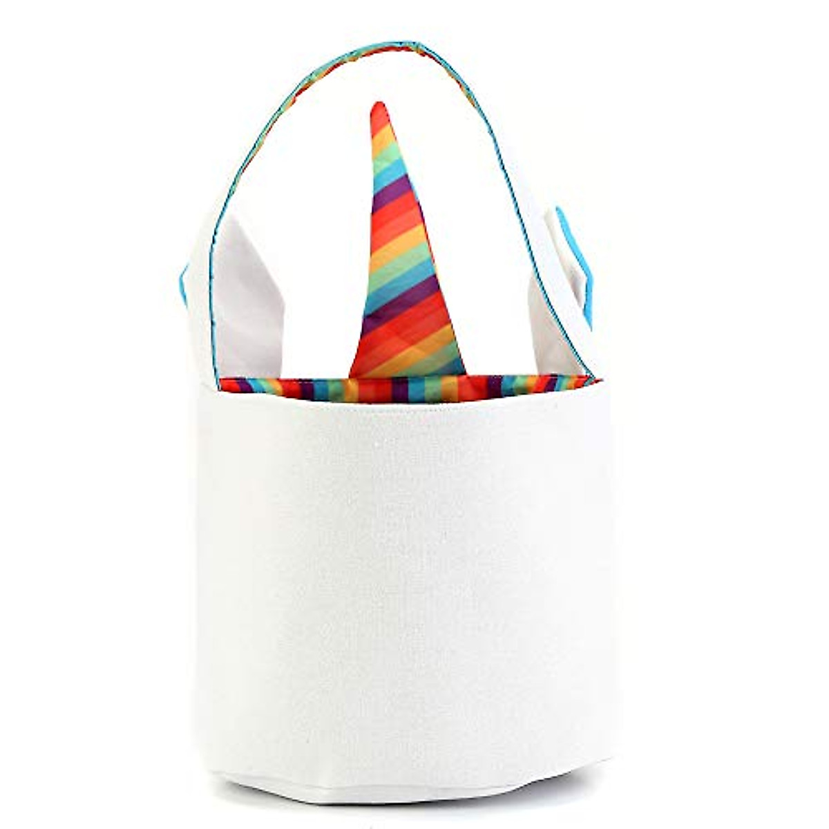 Unicorn Easter Basket Canvas Cartoon Easter Basket Bag for Eggs Hunts (Rainbow Unicorn)