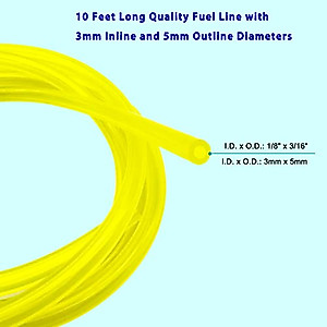 10 Feet 3mm Fuel Line Hose Tube Replacement for Craftsman Poulan Craftman Chainsaw String Trimmer Blower
