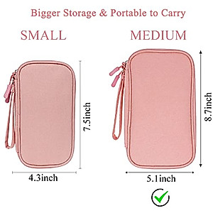 Bevegekos Tech Organizer Travel Case, Carry On Essentials Pouch Bag for Electronics & Accessories (Light Pink, Medium)