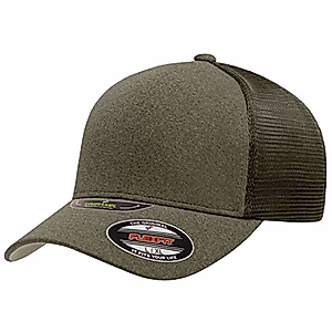 Flexfit Melange Unipanel Trucker Cap, X-Large-XX-Large, Olive