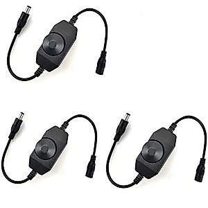 LED Strip Lights Dimmer Switch Stepless Compatible for LED Dimmable Lights, LED Rope Light 3528,5050,5630(3 Pack)
