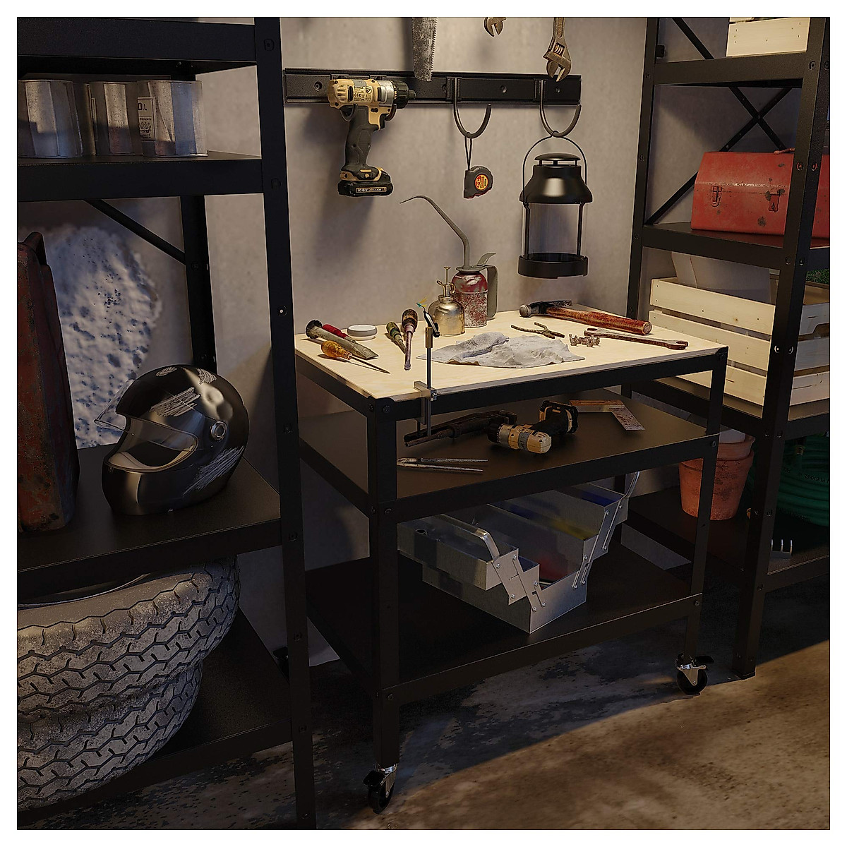 IKEA Bror Utility Cart, Black, Pine Plywood