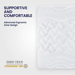 SLEEP ZONE Cooling Mattress Topper California King, Premium Zoned Cool Mattress Pad Cover, Padded Mattress Protector Breathable Washable, Deep Pocket 8-21" (White, Cal King)