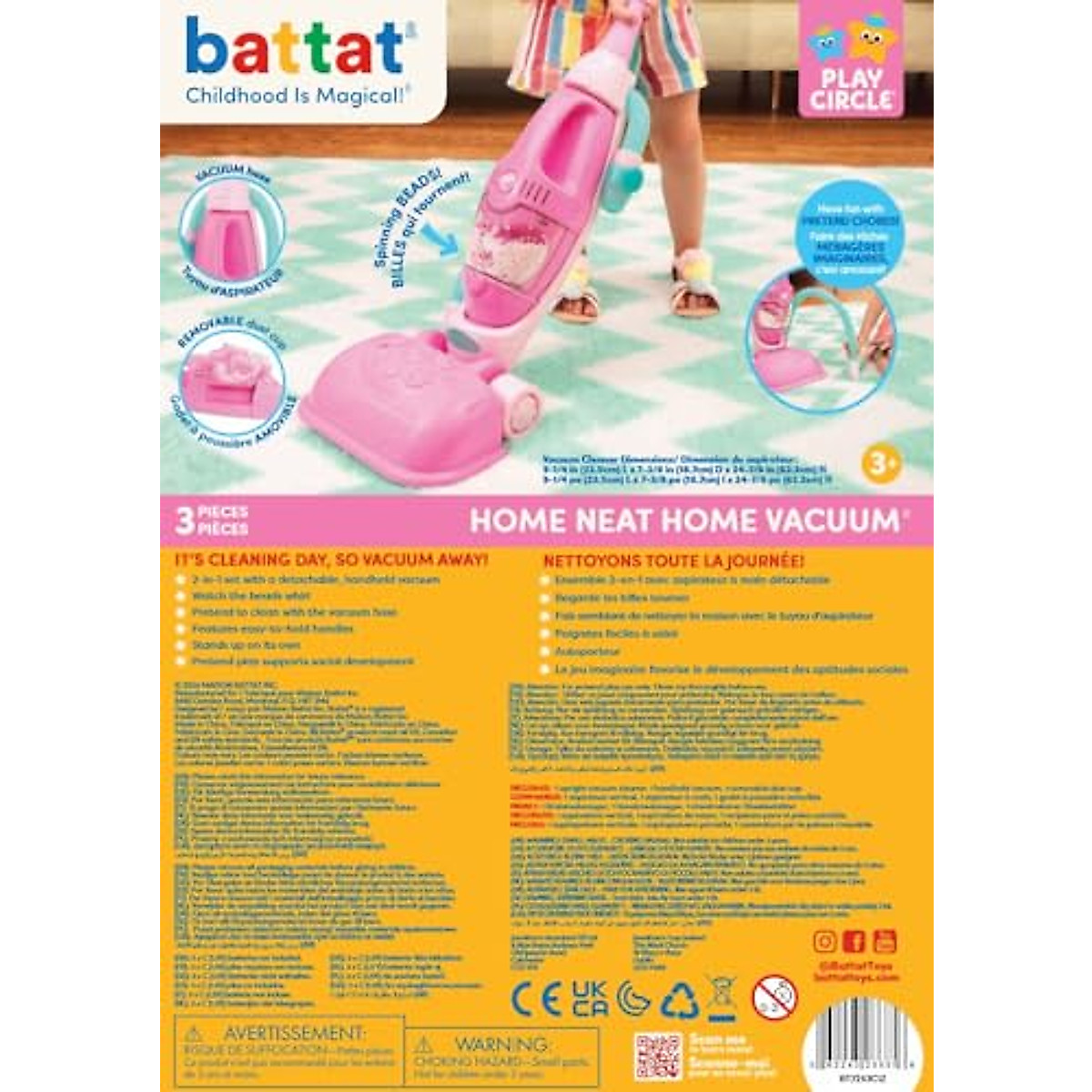 Battat- Play Circle- House Cleaning Set For Kids – Toy Vacuum – Hand Vacuum For Toddlers- Pretend Play – 3 years +